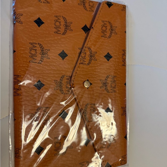 MCM | Bags | Nwt New Mcm Cognac Tan Logo Visetos Envelope Clutch | Poshmark
